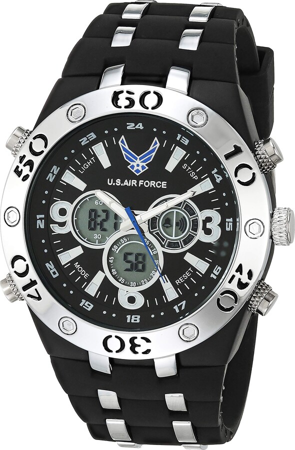 U.S. Air Force Men’s Analog-Digital Chronograph Silver-Tone and Black ...