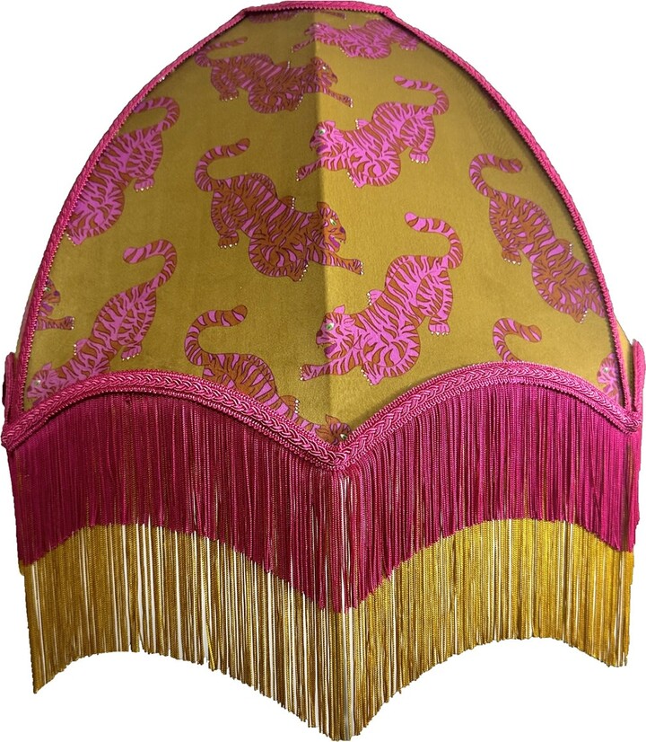 Abigail Hardie Home Yellow / Orange Psychedelic Tigers Mustard Velvet ...