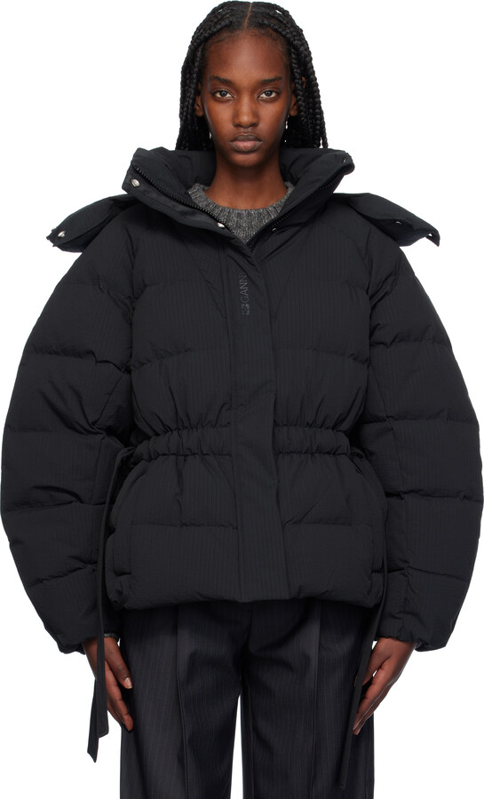 Ganni Black Tech Oversized Down Puffer Jacket - ShopStyle