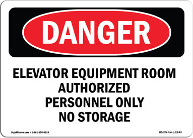 SignMission Elevator Equipment Room Authorized Personnel Sign ...