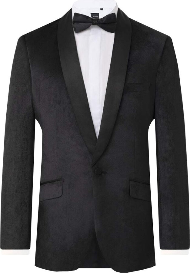 Dobell Mens Black Tuxedo Dinner Jacket Slim Fit Velvet Shawl Lapel-44R ...