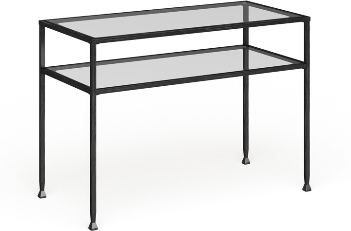 SEI Furniture Glenn Distressed Black Metal Console Table with Shelf ...