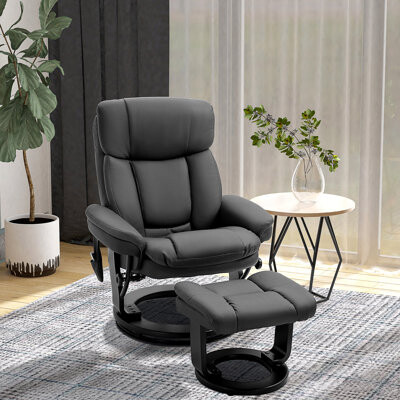 Inbox Zero PU Leather Massage Recliner Chair With Ottoman 10 Point ...