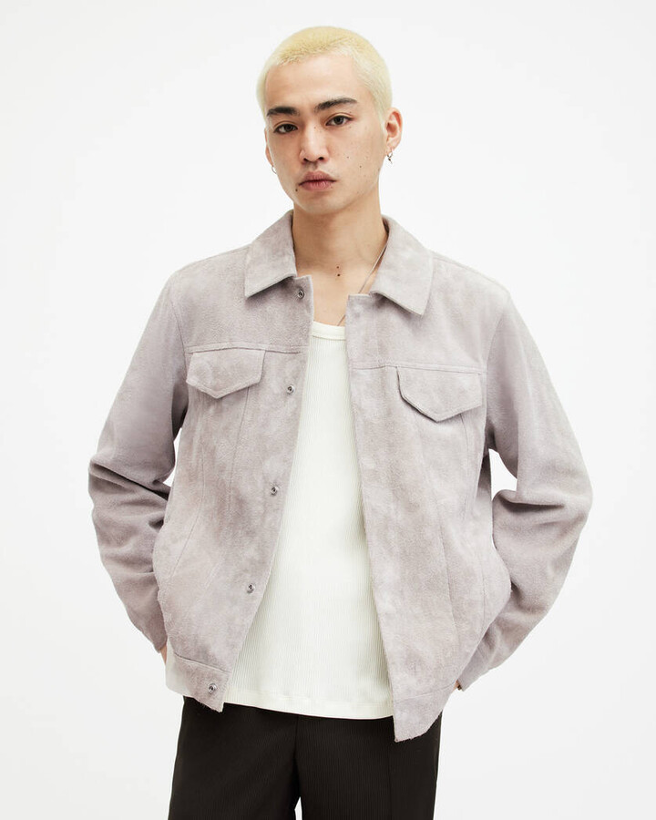 AllSaints Hopper Buffed Suede Trucker Jacket - ShopStyle