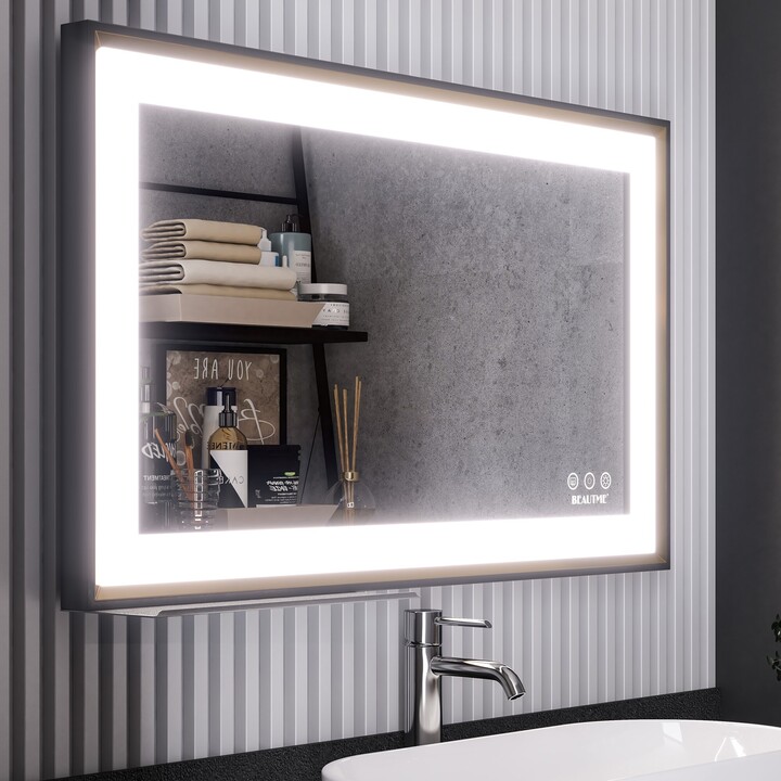 Vinura Bathroom Mirrors for Wall - Black Led Bathroom Mirror 40x24 ...