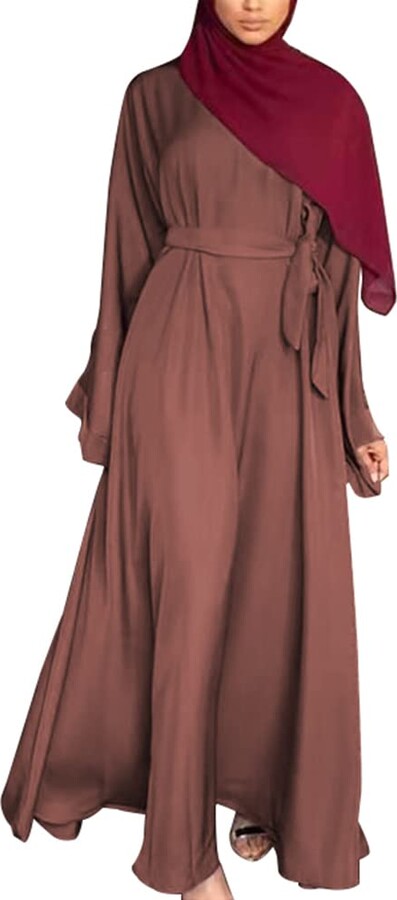 IWEMEK Women Abaya Muslim Dubai Kaftan Dress Solid Plain Full Length ...