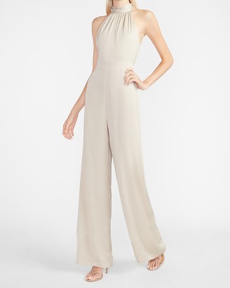 Express Satin Halter Neck Jumpsuit - ShopStyle