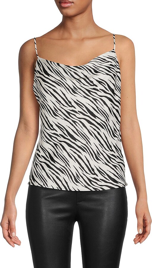 Renee C. Zebra Print Cowlneck Satin Top - ShopStyle