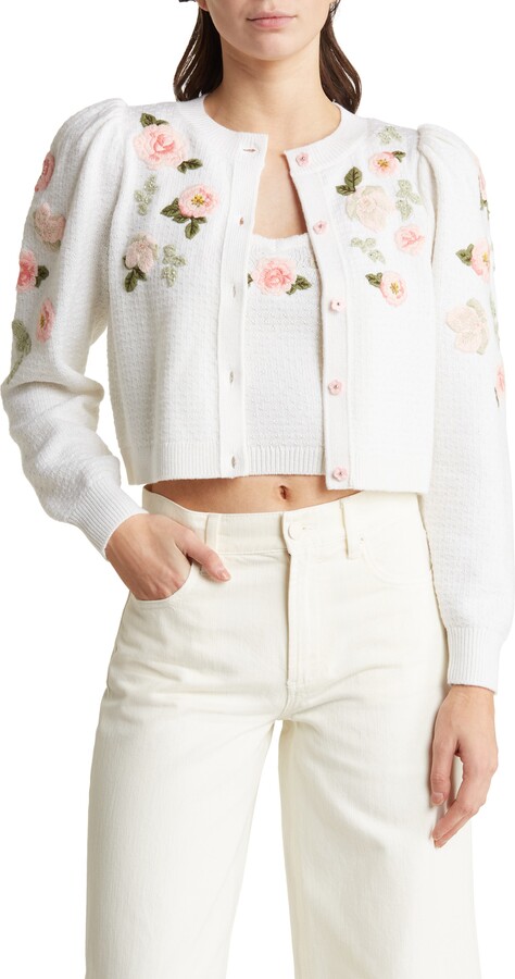 Alice + Olivia Floral Embroidered Cardigan - ShopStyle