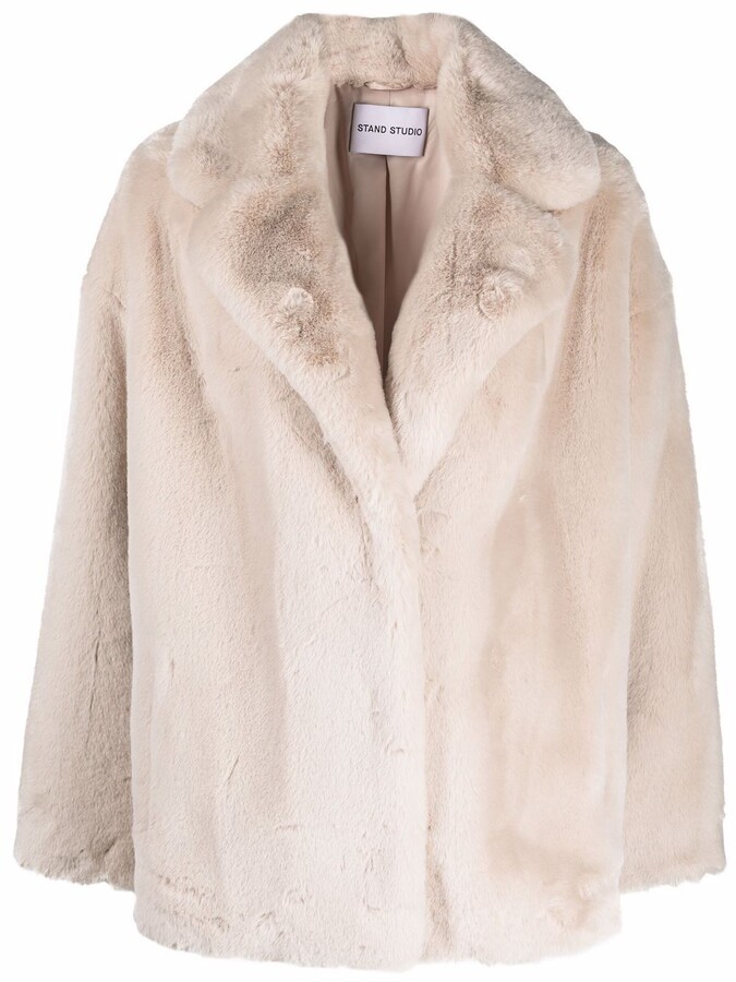Stand Studio Notched-Lapels Faux-Fur Coat - ShopStyle