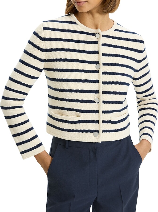 Theory Classic Striped Knit Jacket - ShopStyle Sweaters