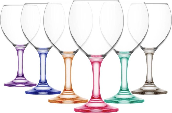 LAV 260ml Misket Wine Glasses - Coloured Stem - Pack of 6 - Multi - 6 ...