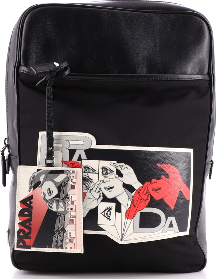 Prada Comic Backpack Leather and Tessuto Large - ShopStyle