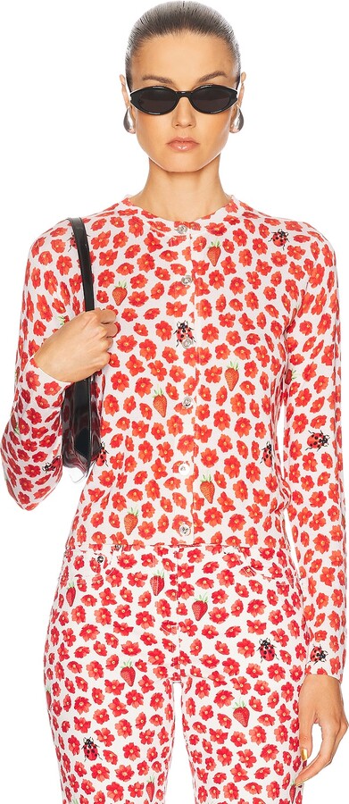 Versace Long Sleeve Cardigan in Red - ShopStyle