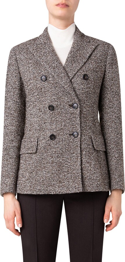 Akris Double Breasted Bouclé Tweed Jacket - ShopStyle Blazers