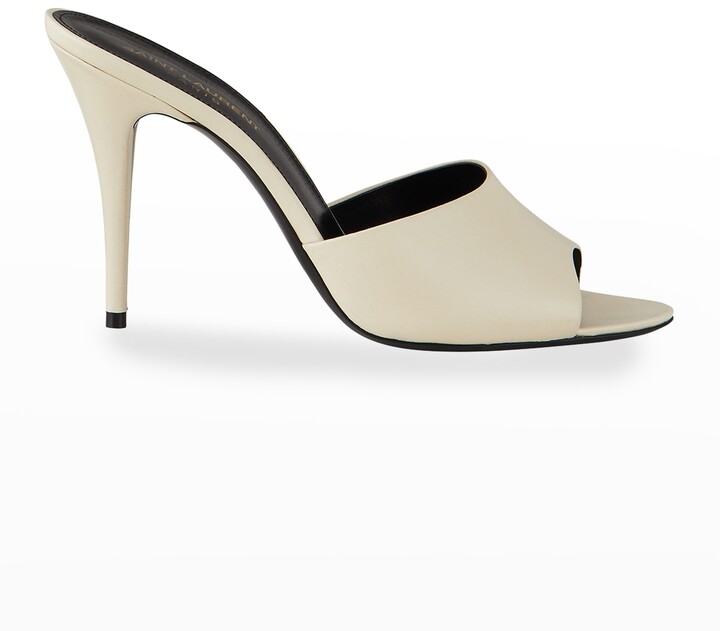 Saint Laurent 95mm Leather Slide High-Heel Sandals - ShopStyle