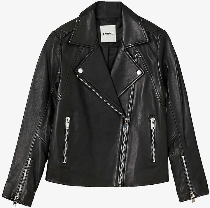 Sandro Leather biker jacket - ShopStyle