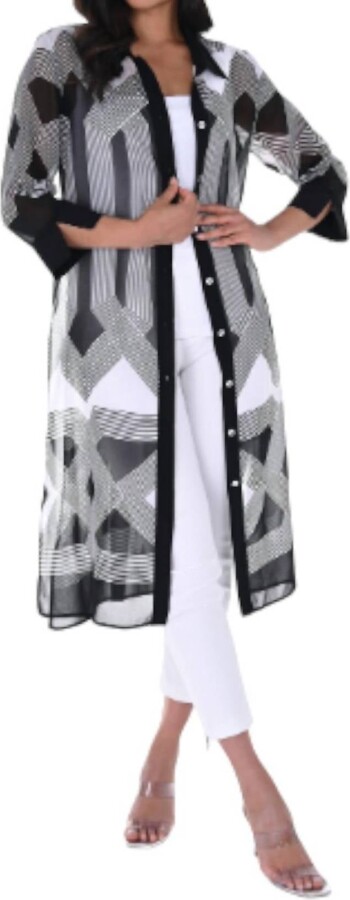 Frank Lyman Duster Jacket In Black/off White - ShopStyle Blazers