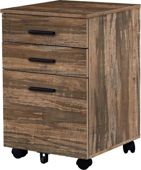 EveryRoom 24" Reclaimed Wood Look 3 Drawer Filing Cabinet with 2 ...