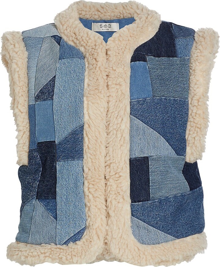 Sea Diego Patchwork Denim & Faux Fur Vest - ShopStyle