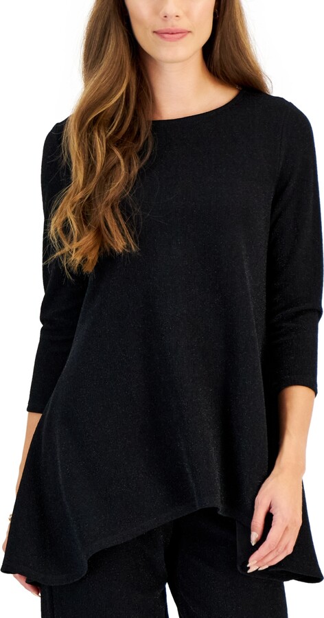 JM Collection Petite Shine Knit Swing Top, Created for Macy's - ShopStyle