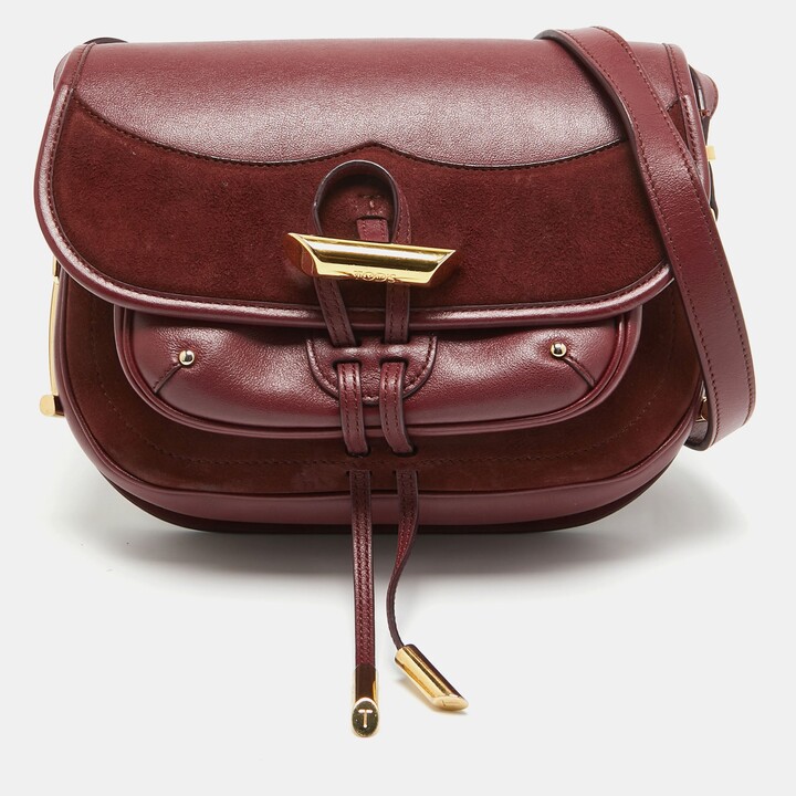 Tod's Leather And Suede Toggle Flap Crossbody Bag - ShopStyle
