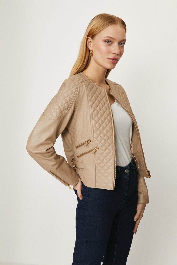 Quilted Leather Biker Jacket - ShopStyle