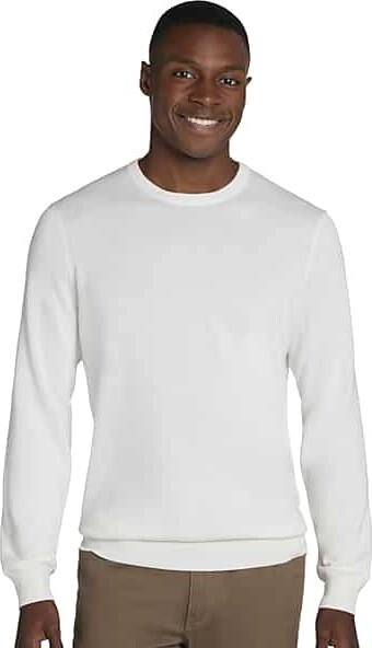 Joseph Abboud Big & Tall Men's Modern Fit Pima Cotton Crewneck Sweater White - ShopStyle