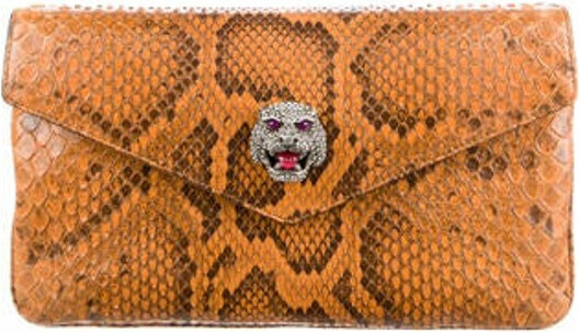 Gucci Python Crystal Tiger Head Broadway Clutch - ShopStyle