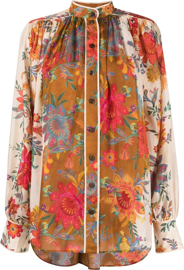 Zimmermann Brown Ginger Silk Blouse - ShopStyle Tops