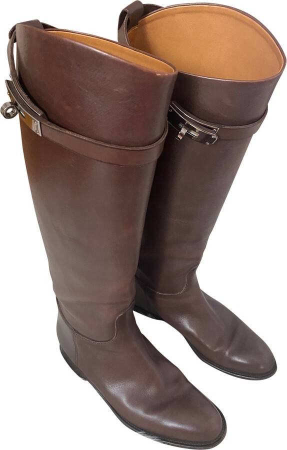 Hermes Leather riding boots - ShopStyle