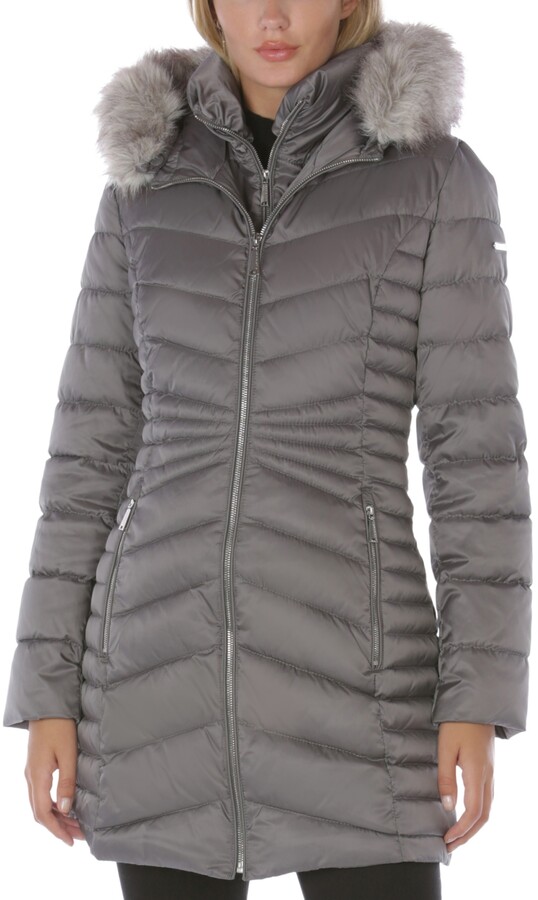 Laundry by Shelli Segal Faux-Fur-Trim Hooded Puffer Coat - ShopStyle