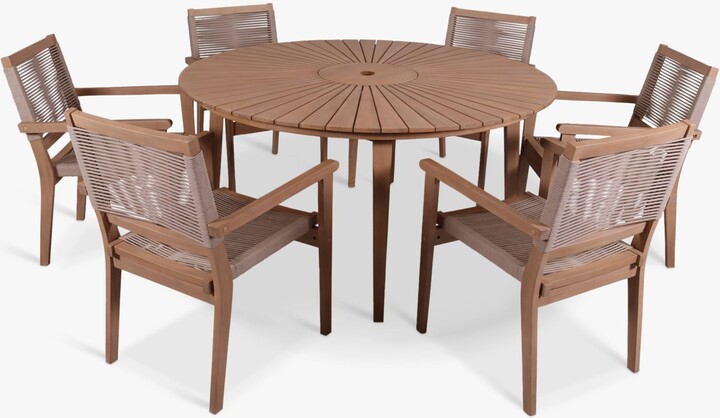 Royalcraft Roma 6-Seater Round Garden Dining Table & Rope Stacking ...