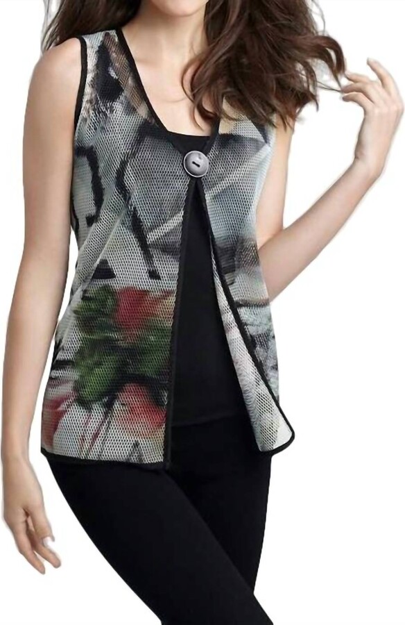 ANGEL Brush Strokes Long Vest In White Multi - ShopStyle