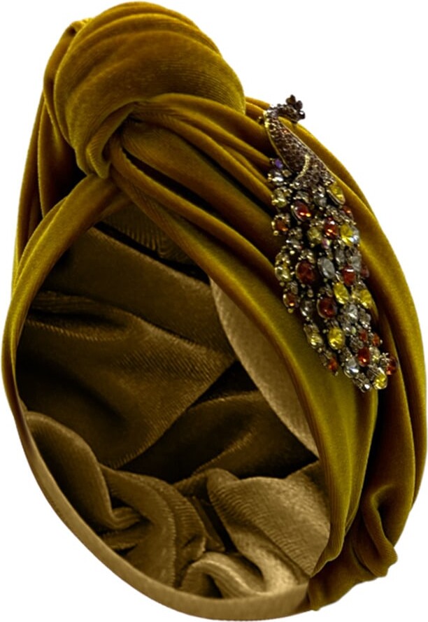 Julia Clancey Women's Golden Peacock Turban - ShopStyle Hats