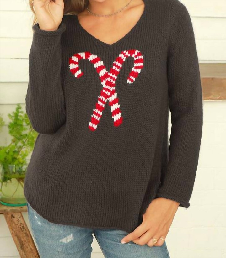 Wooden Ships Candy Cane Sweater In Dark Roast - ShopStyle