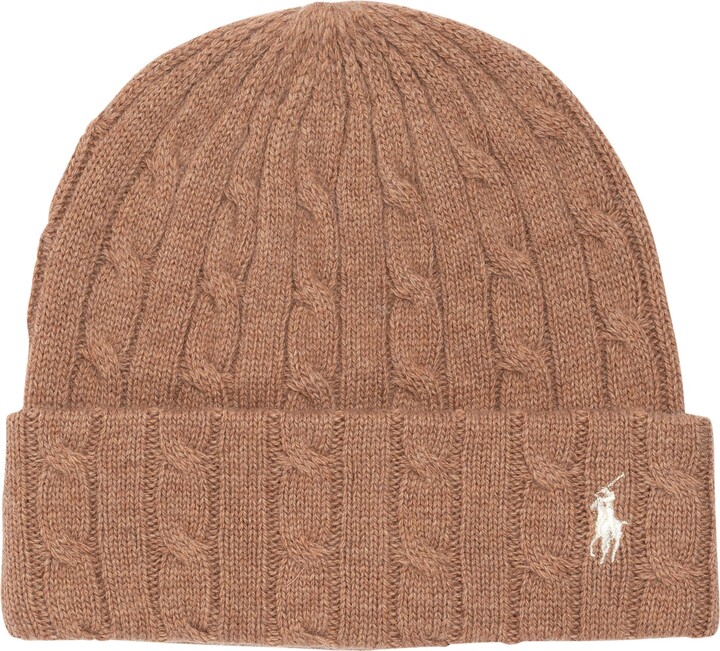 Polo Ralph Lauren Logo Embroidered Wool & Cashmere Cable Beanie ...