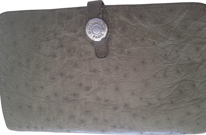 Hermes Dogon ostrich wallet - ShopStyle