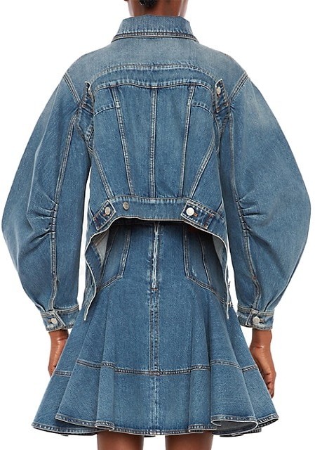 Alexander McQueen Puff-Sleeve Cropped Denim Jacket - ShopStyle