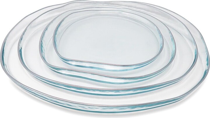 Vivience Set Of 4 Organically Shaped Dinner Plates With Wall Detail ...