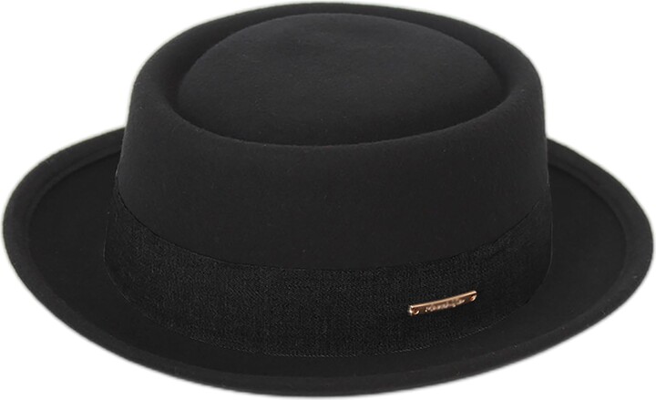 Mawjom Flat Top Pork-Pie Derby Fedora - Classic Women Felt Church Derby ...