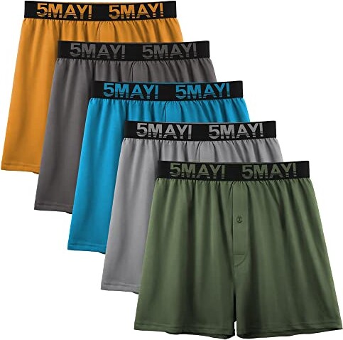 5Mayi Mens Boxers Knit Boxer Shorts Men Cotton Boxers for Men Green ...
