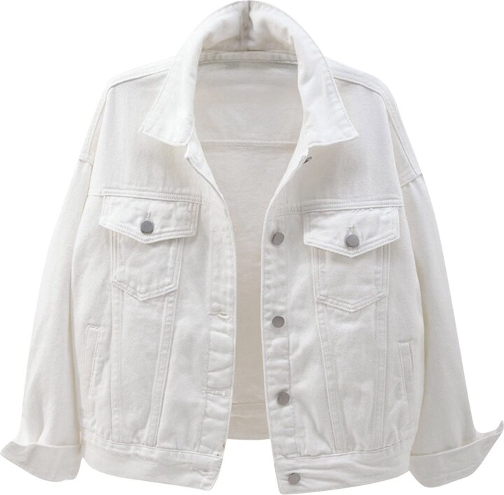 Generic Womens Candy Color Denim Jacket Relaxed Fit Casual Jean Trucker ...