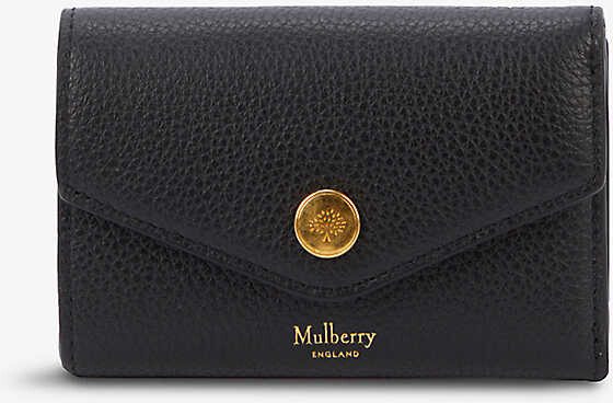 Mulberry Black Plaque-embellished Grained Leather Folded Wallet - ShopStyle