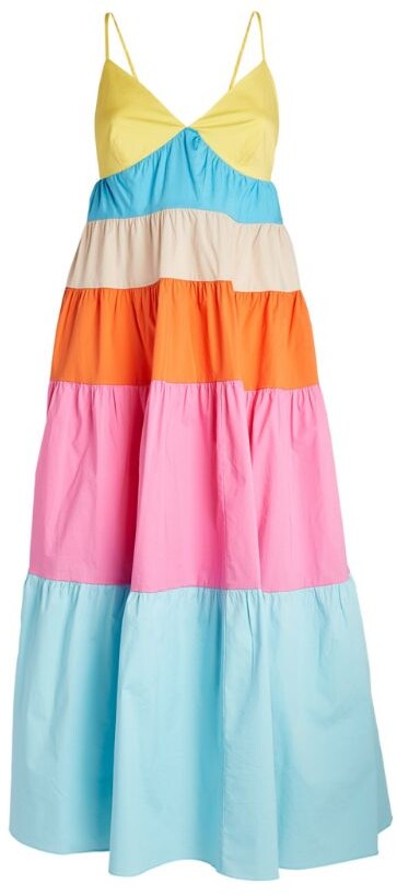 STAUD Cleo Tiered Midi Dress - ShopStyle