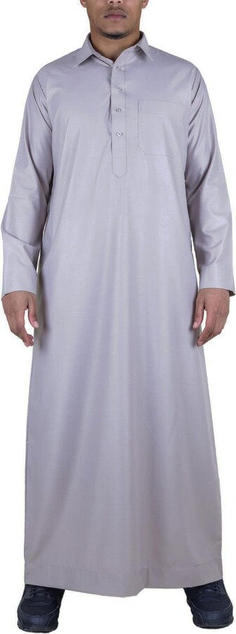 TruClothing Mens Thobe Jubba Turn Down Collar Islamic Muslim Cotton ...