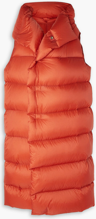 Rick Owens Oversized asymmetric quilted shell hooded down vest - ShopStyle