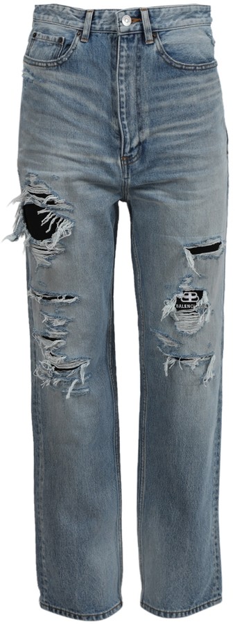 Balenciaga Ripped Denim Pants - ShopStyle