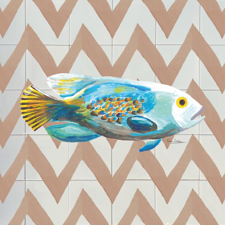 Catchii Backsplash Tiles Ikat Fish - ShopStyle Artwork