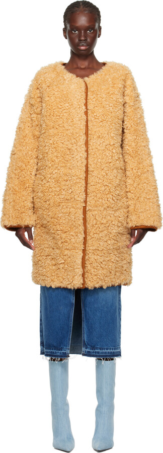 Stand Studio Beige Paola Faux-Fur Coat - ShopStyle